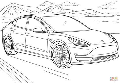 Tesla Model 3 Coloring Page Fun - Housing Innovations
